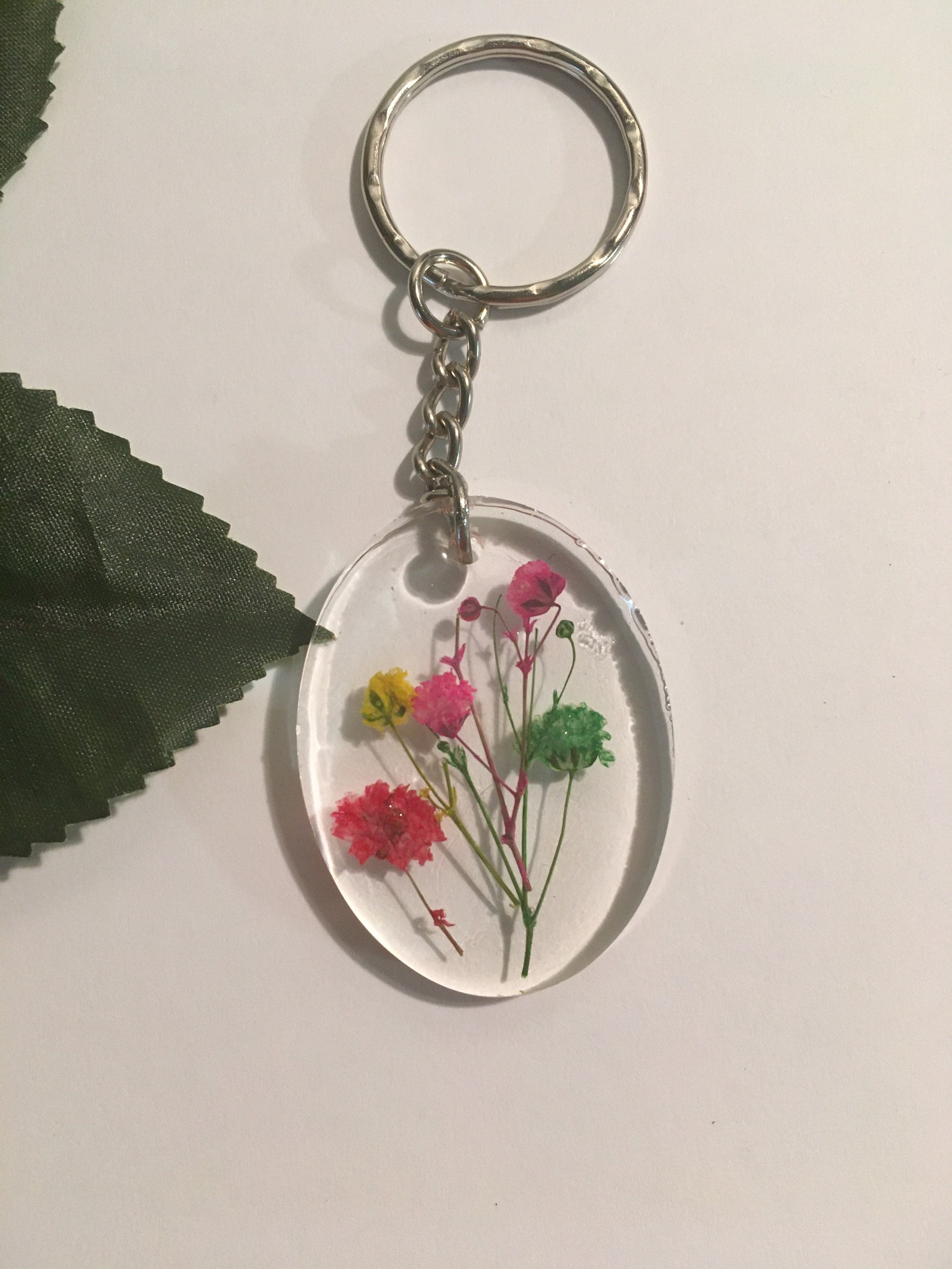 Floral Keychain, Real Pressed Flower, Flower Keychain, Keyring ...