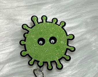 Germ Retractable Badge Reel, Happy Germ ID Clip, Nurse ID Holder, RN ...