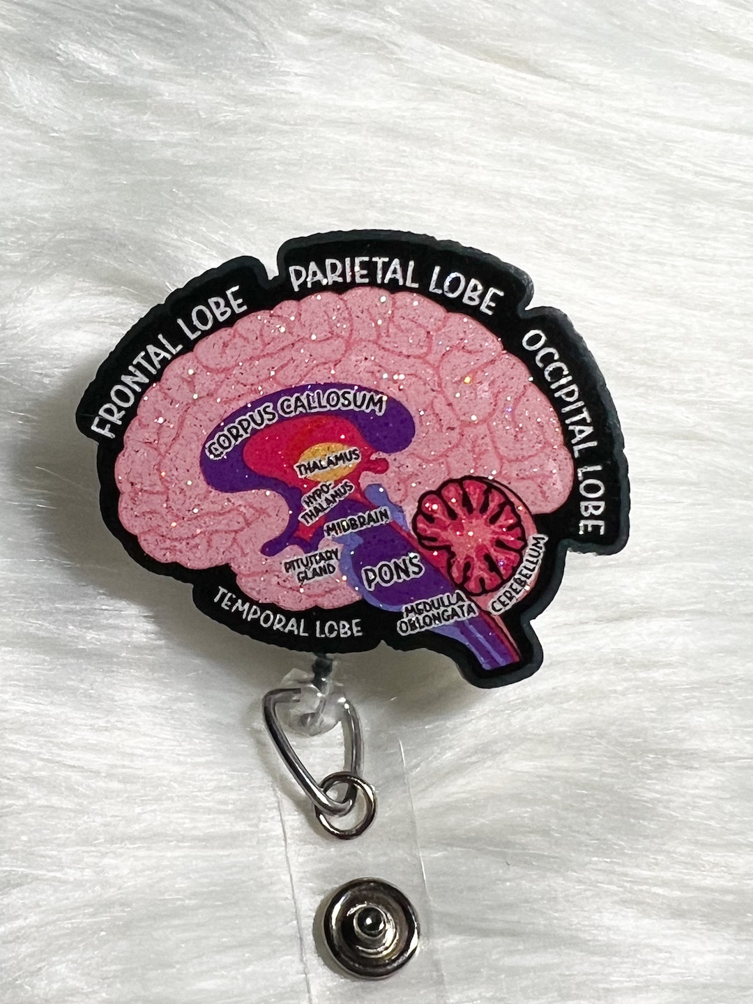 Labeled Brain Badge Reel, Brain Badge Reel, Glitter Badge Reel ...