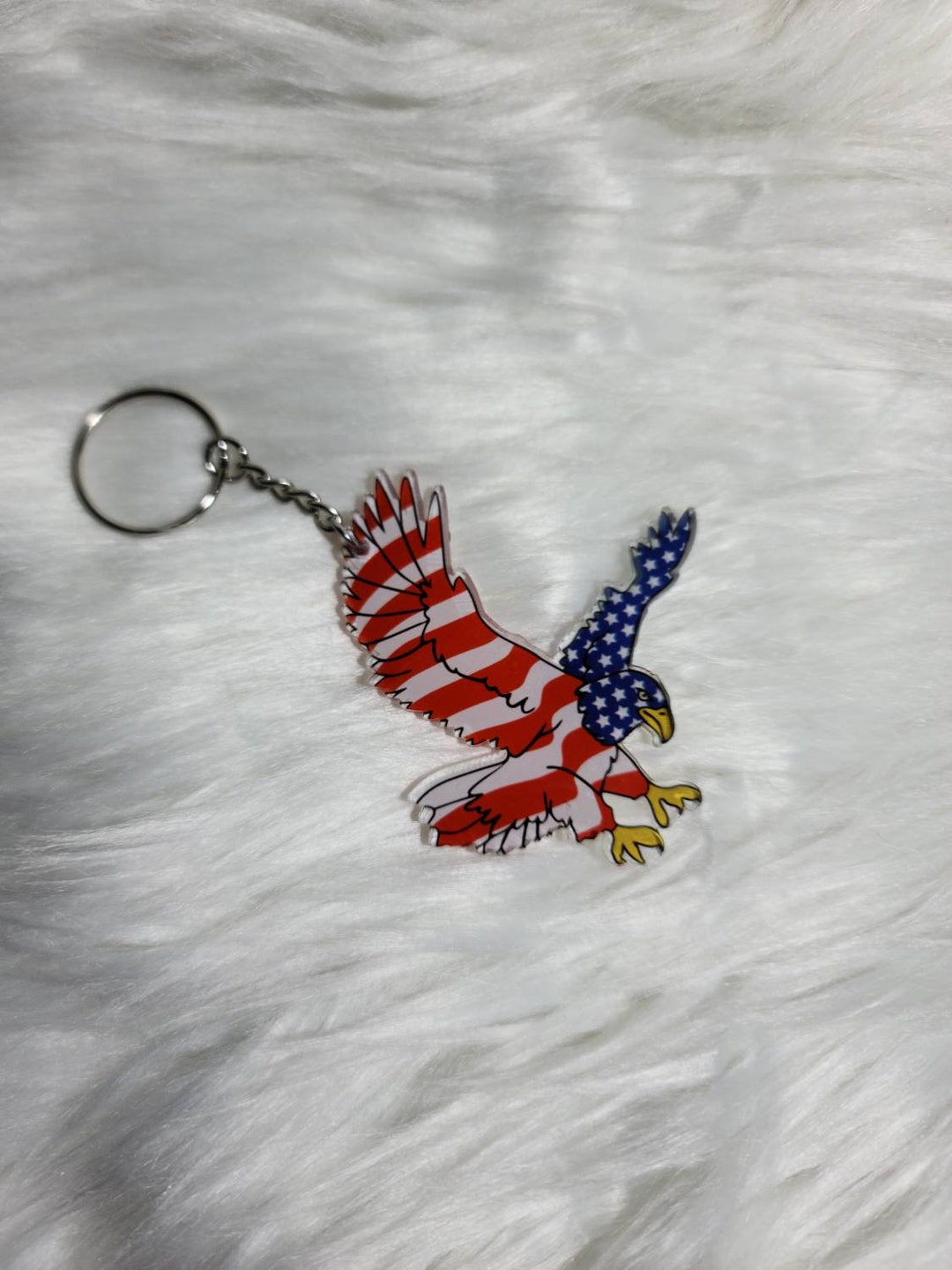 Bald Eagle Keychain or Badge Reel Patriotic Keychain - Etsy