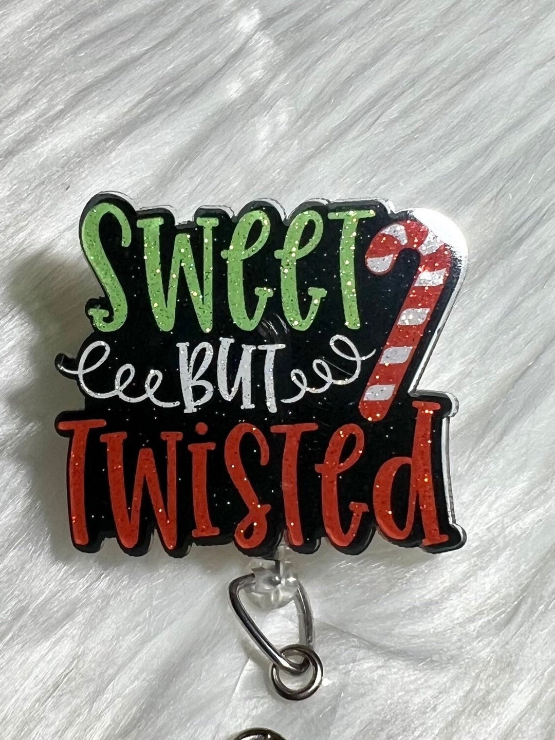 Sweet but Twisted Christmas Badge Holder, Funny Christmas Badge Reel ...