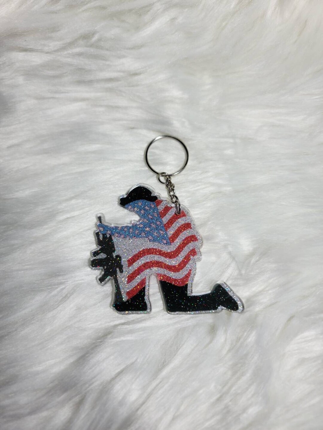 Kneeling Soldier Keychain-patriotic Keychain- Bubblegum Bead Keychain ...