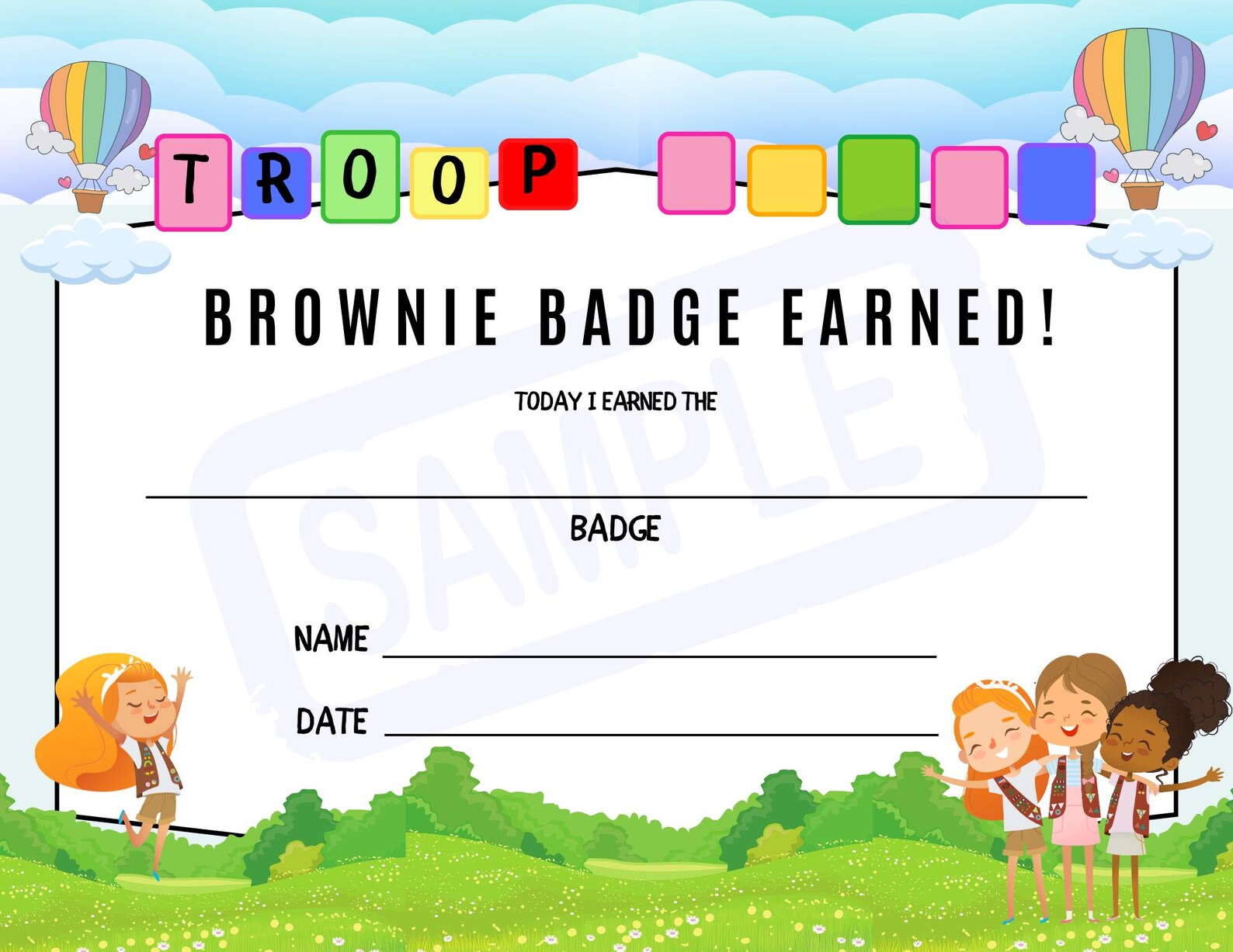 Girl Scouts Brownie Badge Certificate Download - Etsy