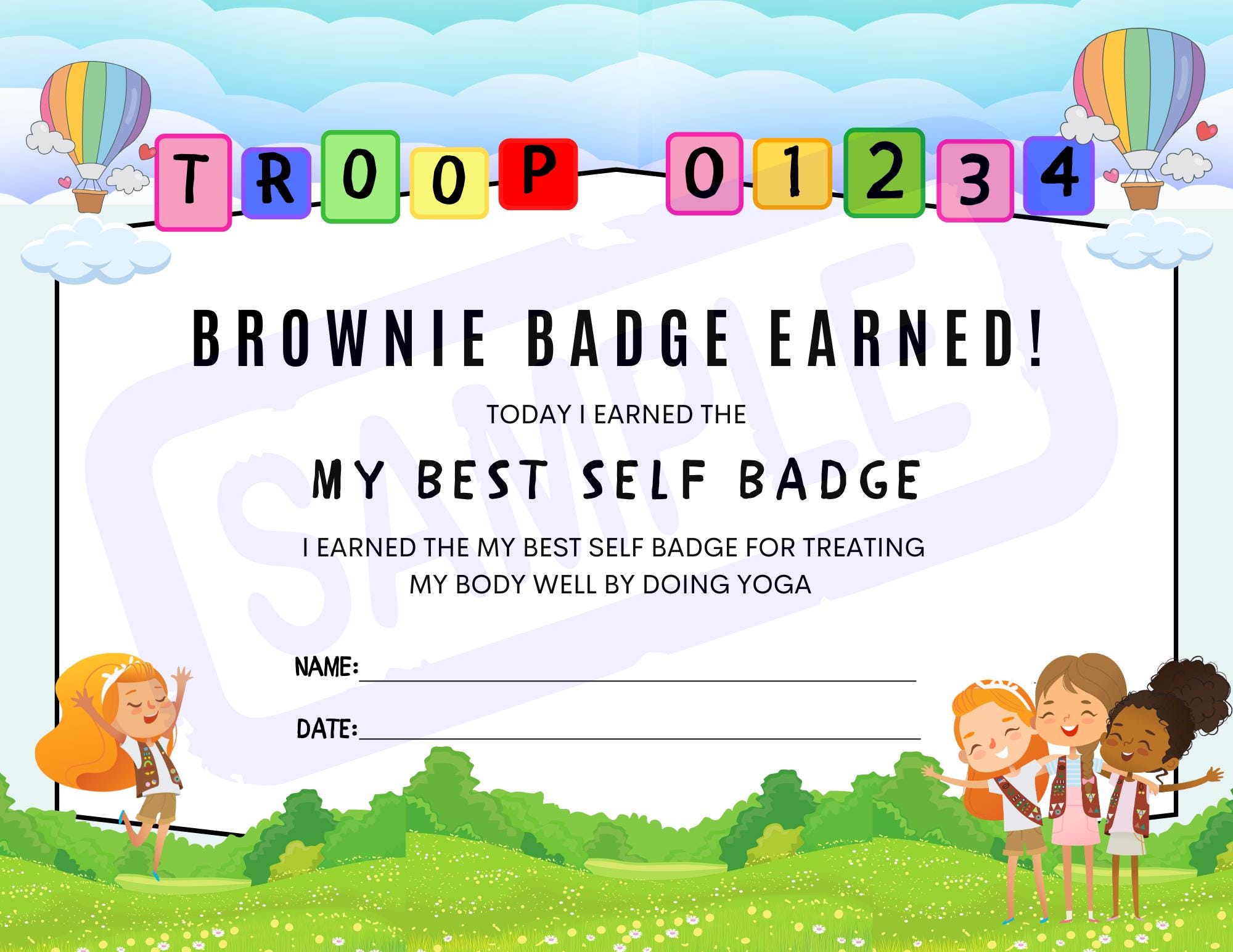 Girl Scouts Brownie Badge Certificate Customize on Canva - Etsy