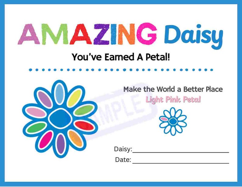 Girl Scouts Daisy Petal Certificate Download - Etsy