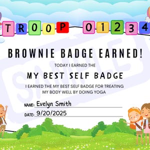 Girl Scouts Brownie Badge Certificate Customize on Canva - Etsy