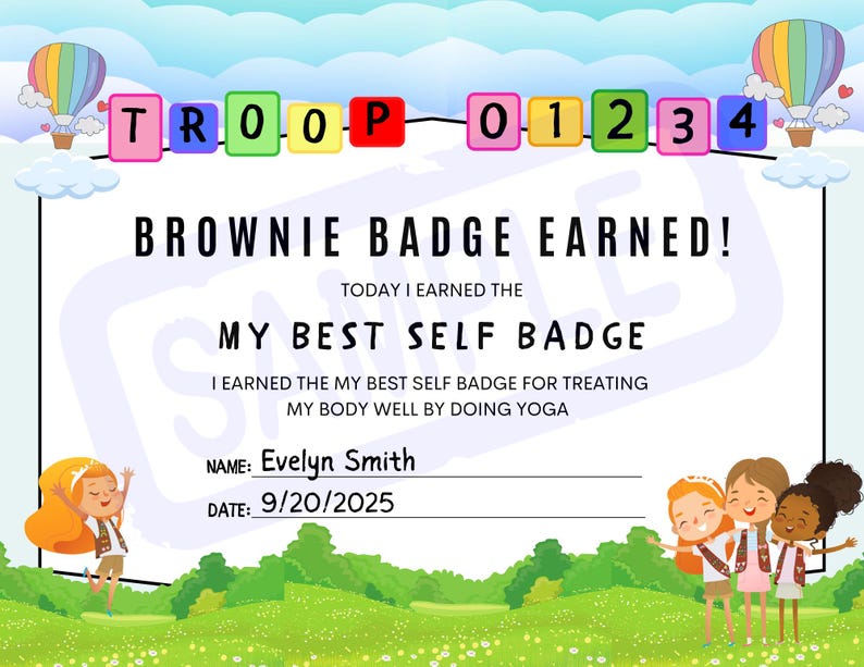Girl Scouts Brownie Badge Certificate Customize on Canva - Etsy