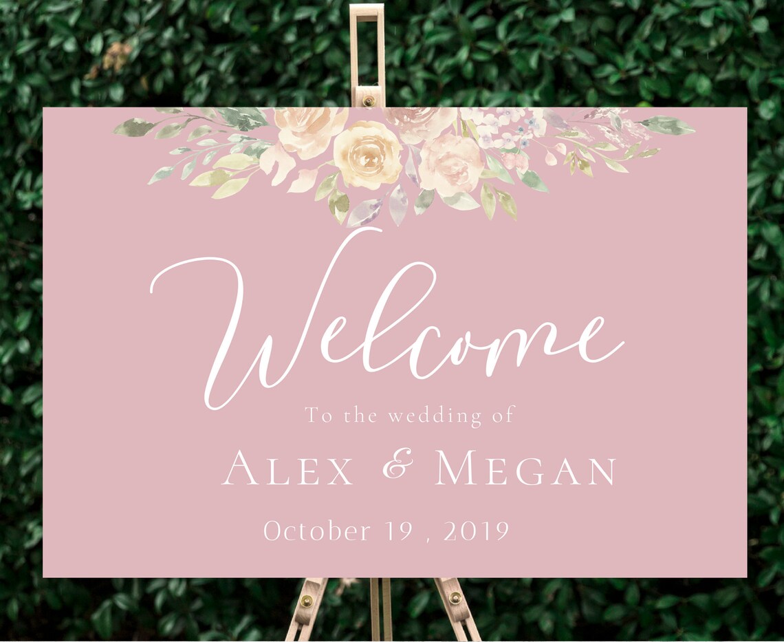Dusty Rose wedding Wedding sign Bridal Wedding Welcome | Etsy