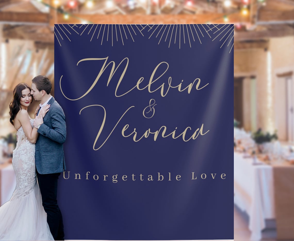 Wedding Photo Backdrop Navy Wedding Decor Wedding Backdrop | Etsy