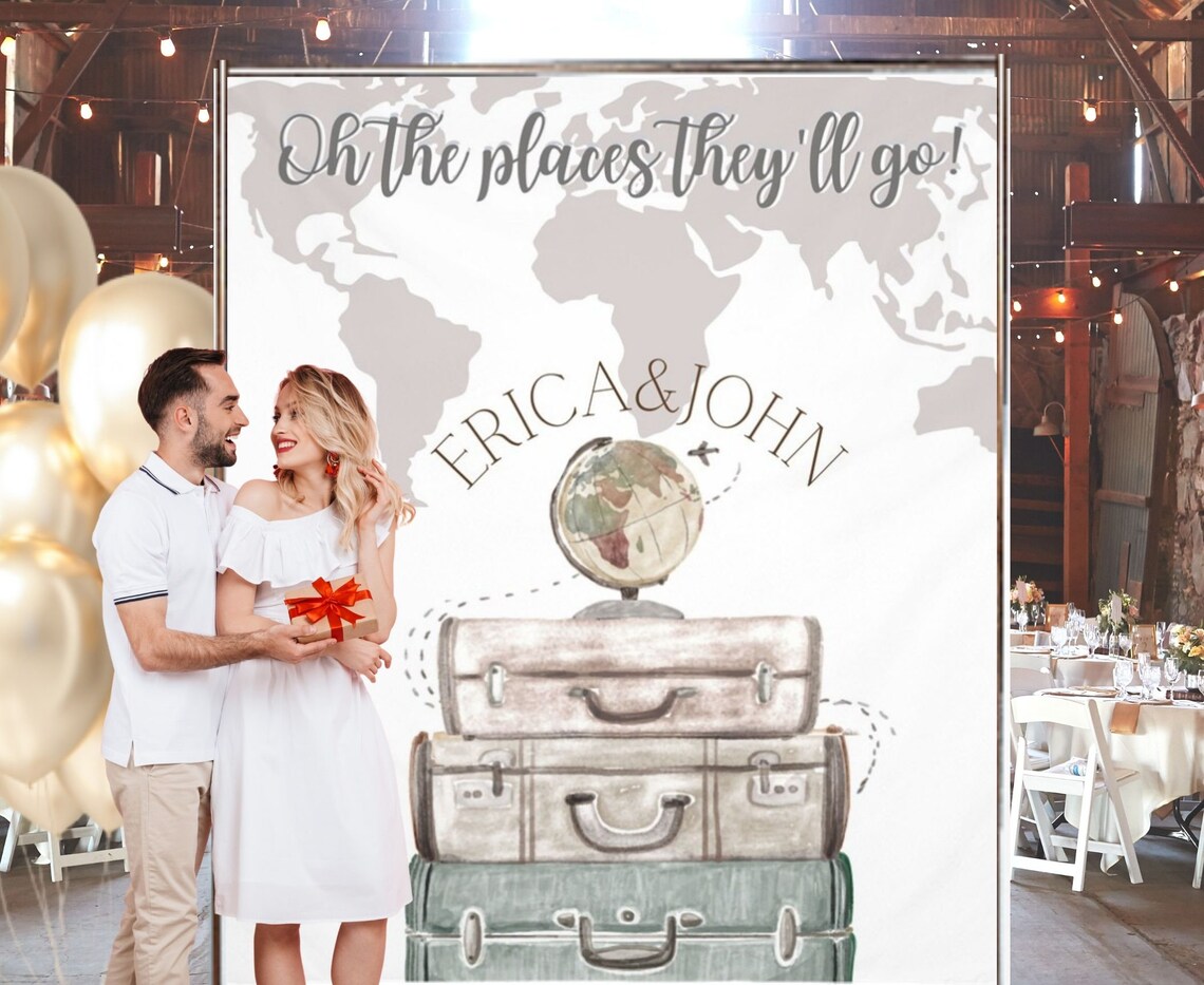 Travel Theme Bridal Shower Photo Booth Backdrop Engagment - Etsy