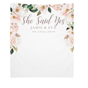 She Said Yes Backdrop, Engagement Party Decor, Engagement Banner ...