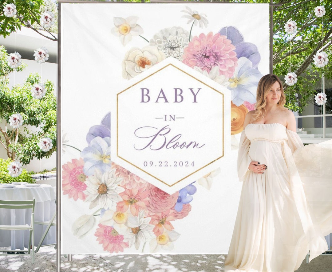 Baby in Bloom, Baby Shower Backdrop , Baby in Bloom Baby Shower ...