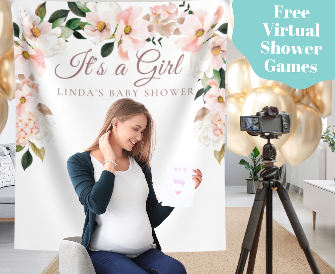 Virtual Baby Shower, Baby Shower Backdrop, Virtual Baby Shower Games ...
