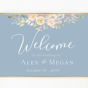 Dusty Blue Wedding, Wedding Sign, Bridal Wedding Welcome Poster - Etsy
