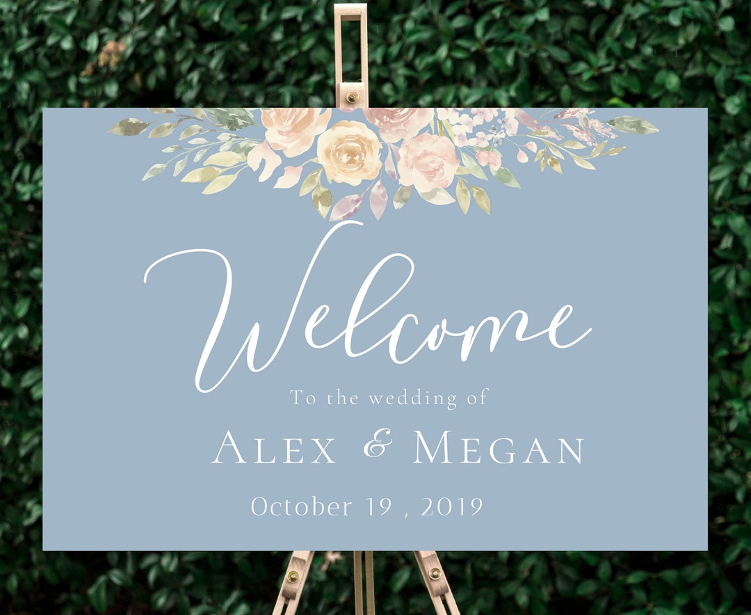 Dusty Blue Wedding, Wedding Sign, Bridal Wedding Welcome Poster - Etsy