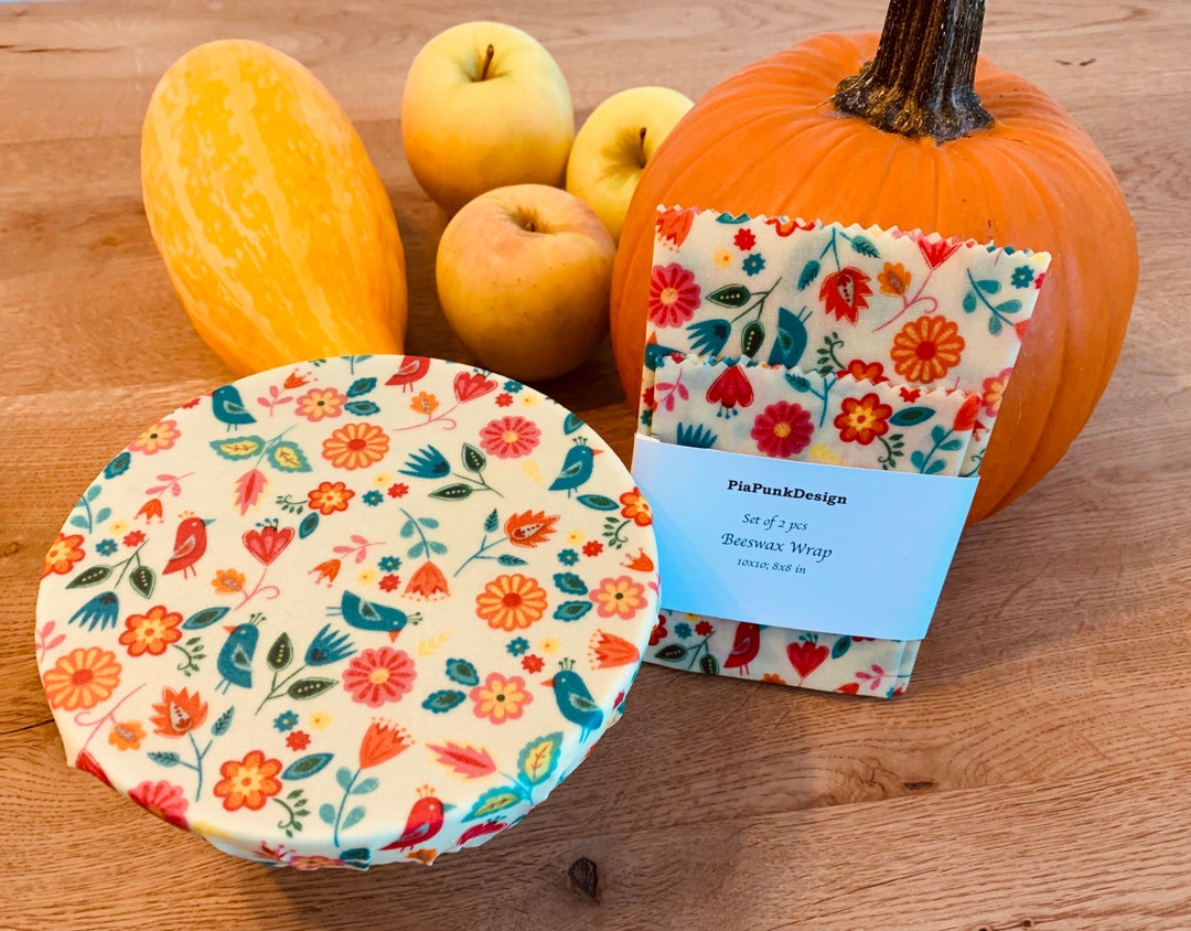 Beeswax Food Wraps, Set of 2, No Plastic Wrapping, Cloth With Beeswax ...