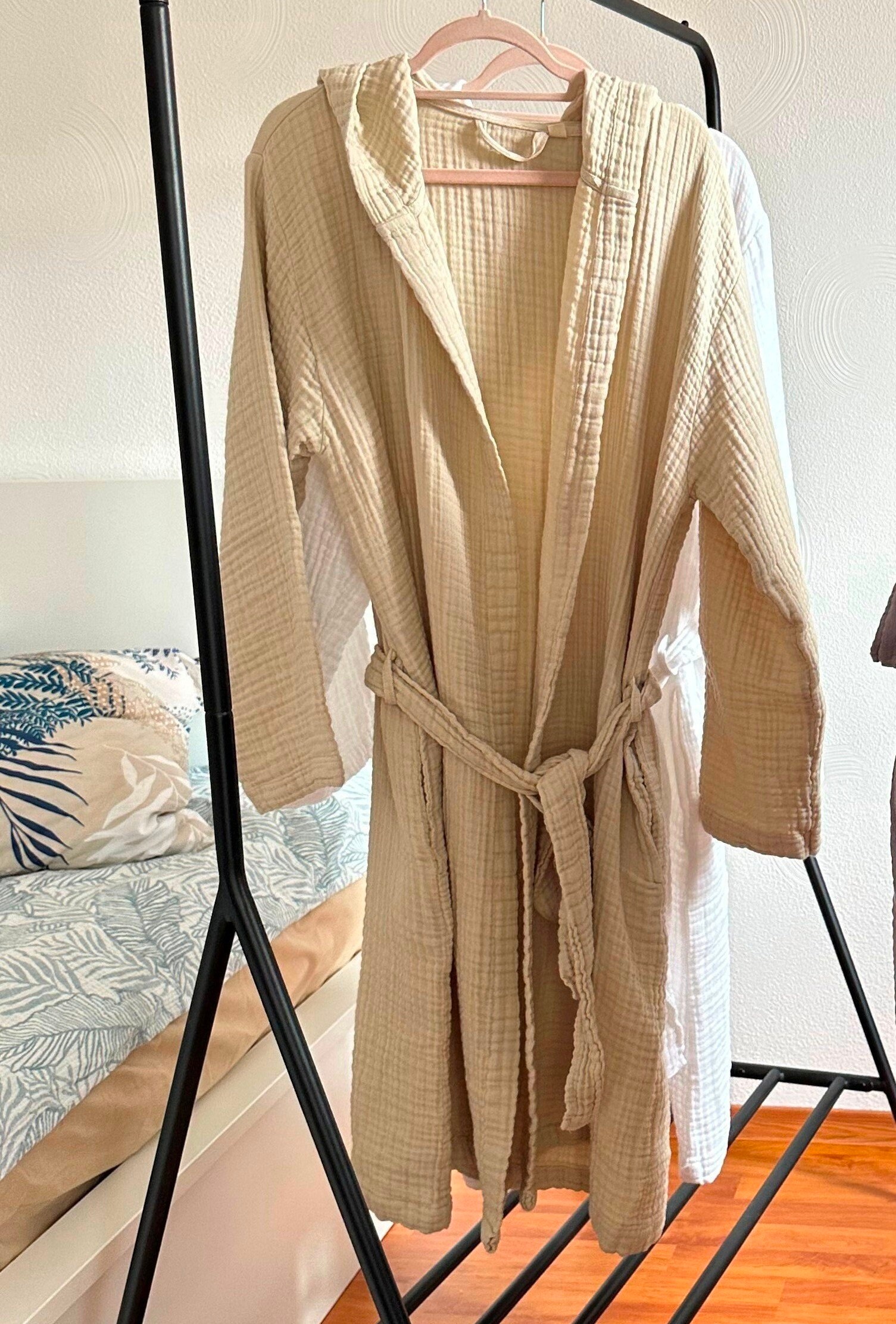 4 Layers Pockets Muslin Organic Cotton Robe, Bath Robe, Soft Absorbent ...