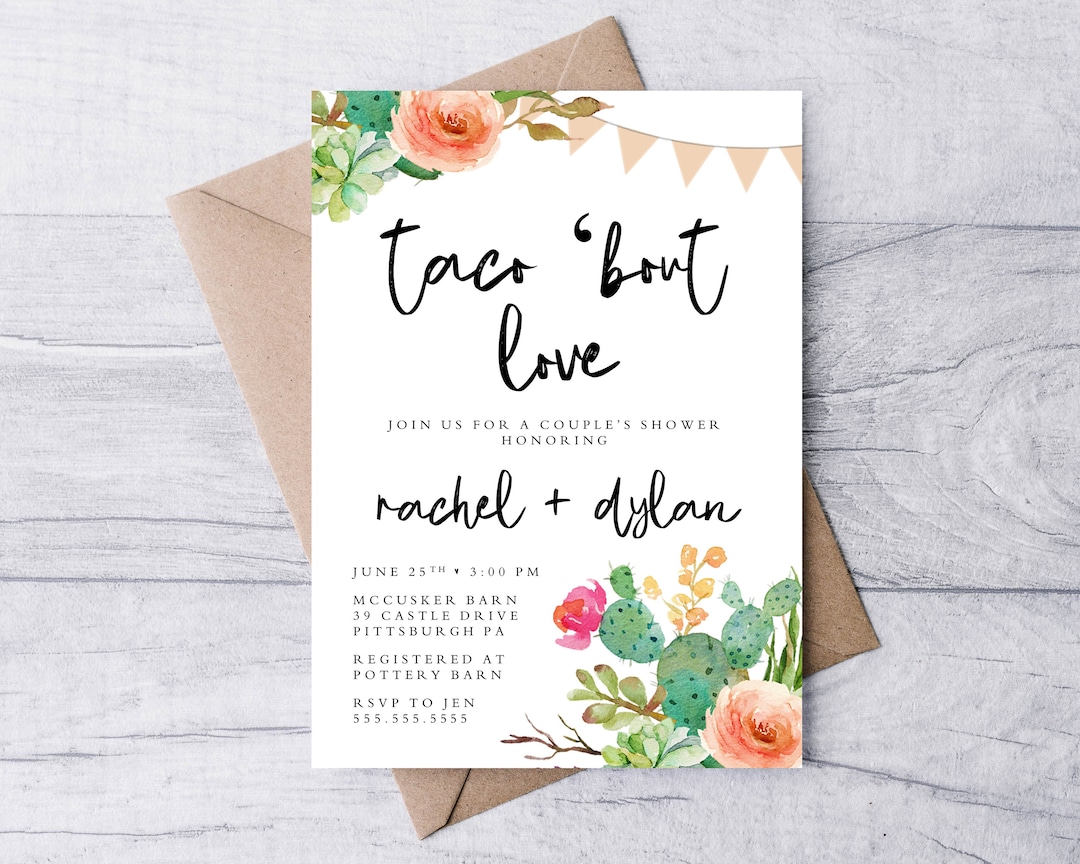 Taco Bout Love Couples Shower 5x7 Invitation, Printable Invitation ...