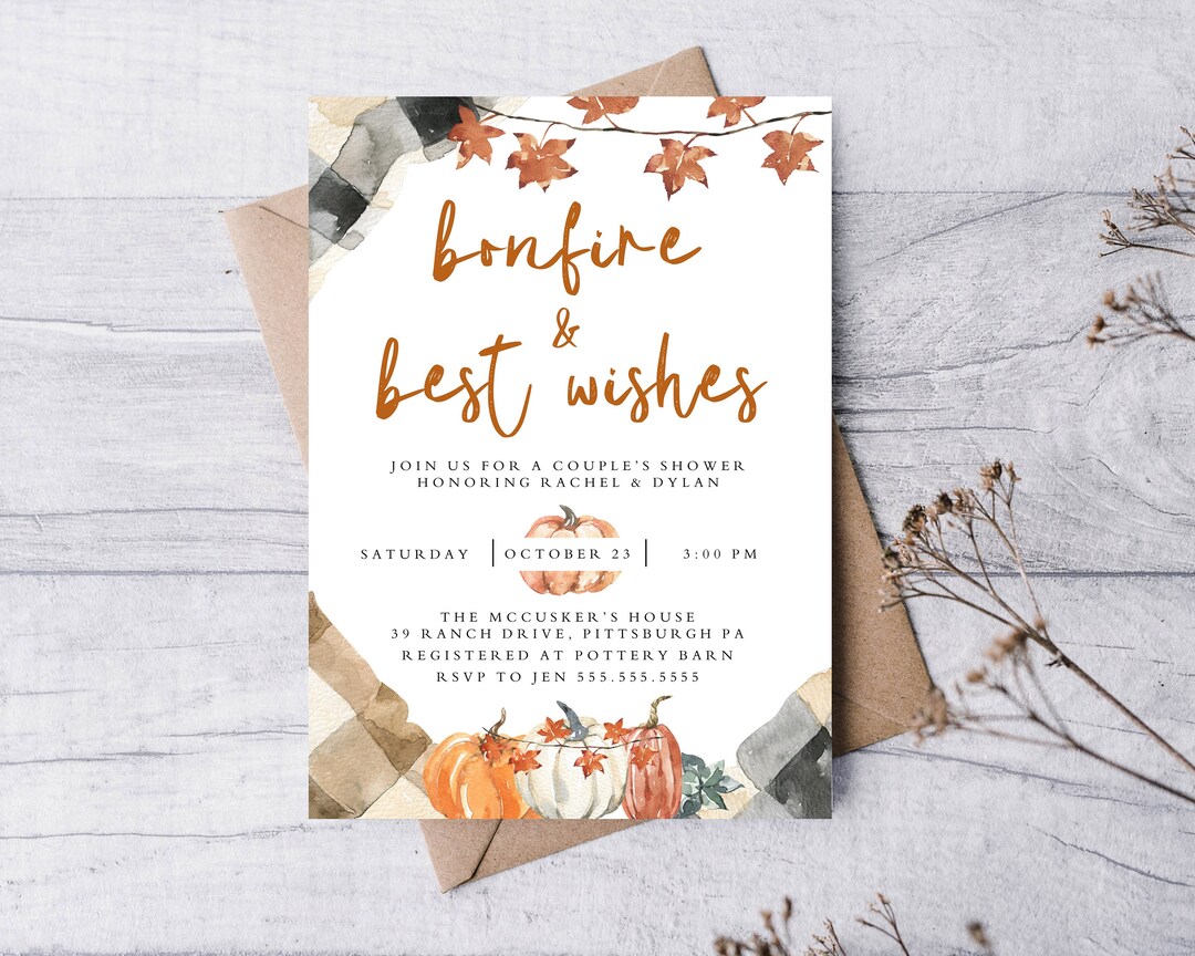 Bonfire and Best Wishes Couples Shower 5x7 Invitation, Printable ...