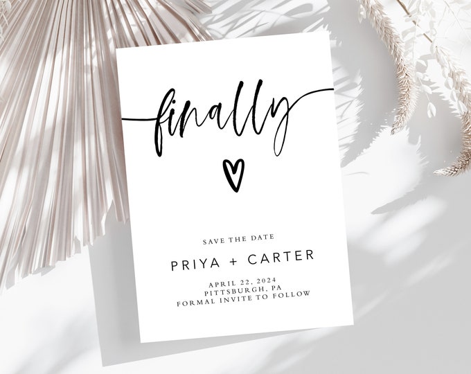 Finally Save the Date, Printable Invitation, Funny Save the Date, Cute ...