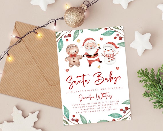Santa Baby Shower Invitation Printable Invitation Holiday - Etsy