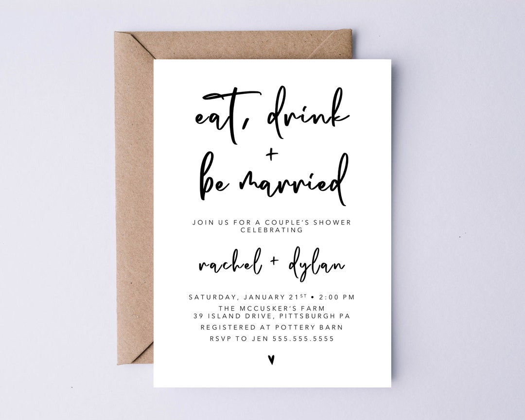 Couples Shower Invitation, 5x7 Digital Invite, Printable Modern Wedding ...