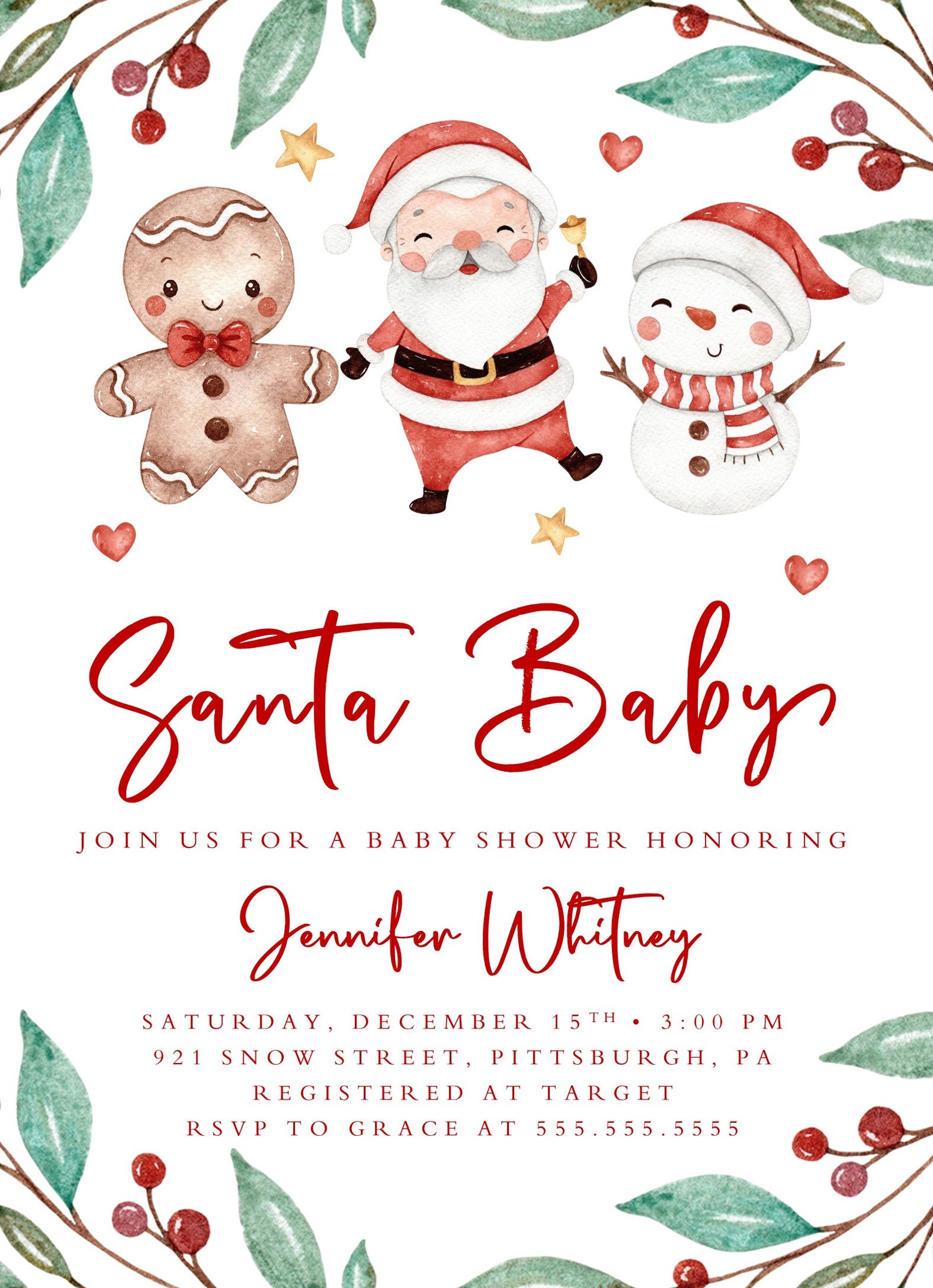 Santa Baby Shower Invitation Printable Invitation Holiday - Etsy