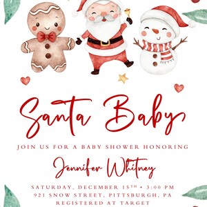 Santa Baby Shower Invitation Printable Invitation Holiday - Etsy