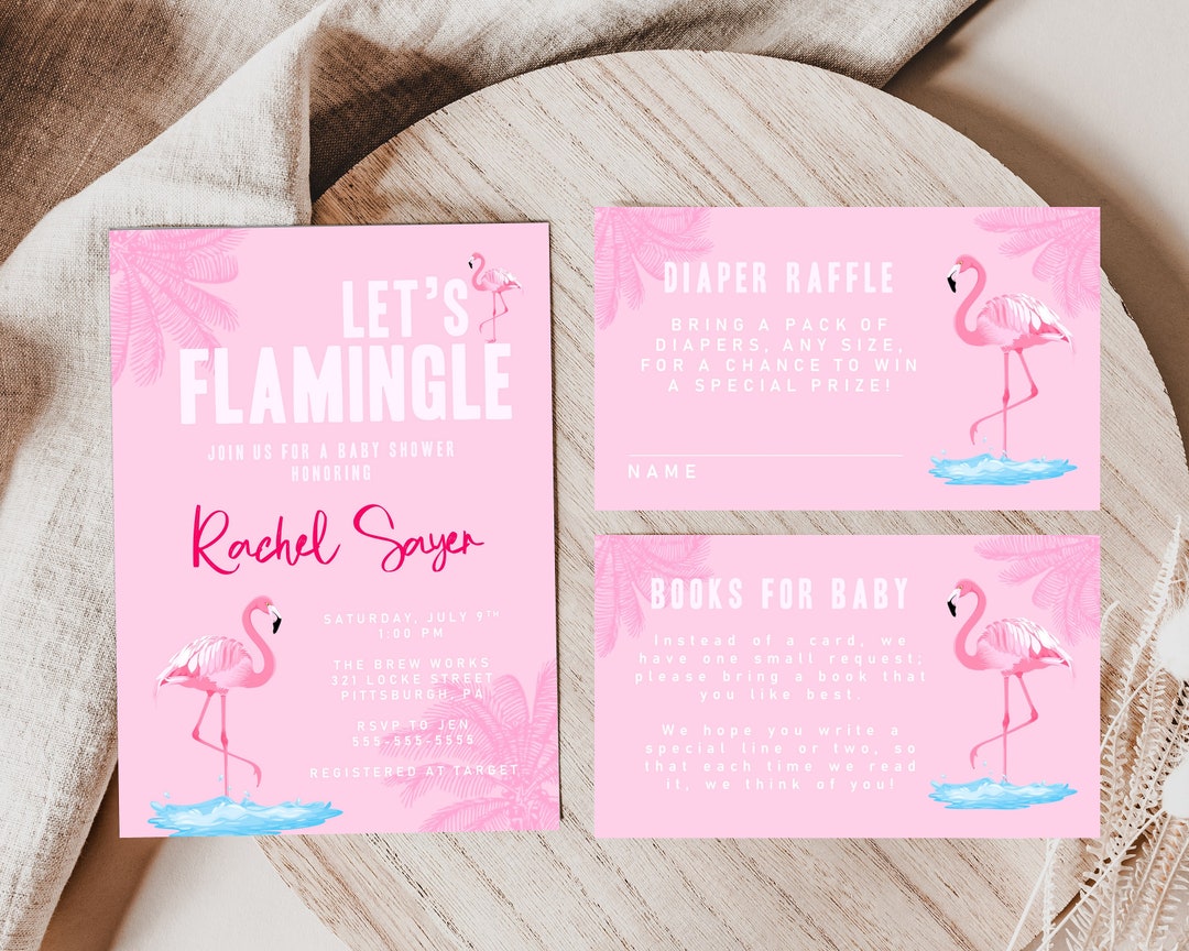 Let's Flamingle Baby Shower Invitation, Flamingo Baby Shower, Flamingle ...