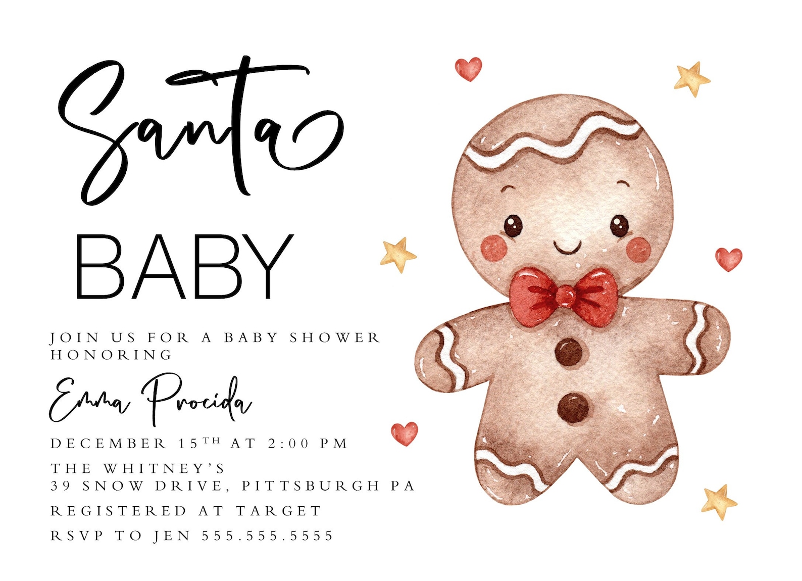 Santa Baby Shower Invitation, Printable Invitation, Holiday Baby Shower ...