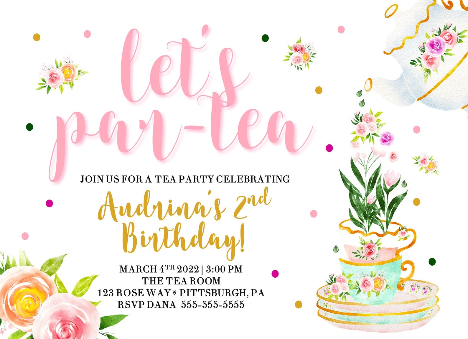 Let's Partea Invitation Printable Invitation Beautiful - Etsy