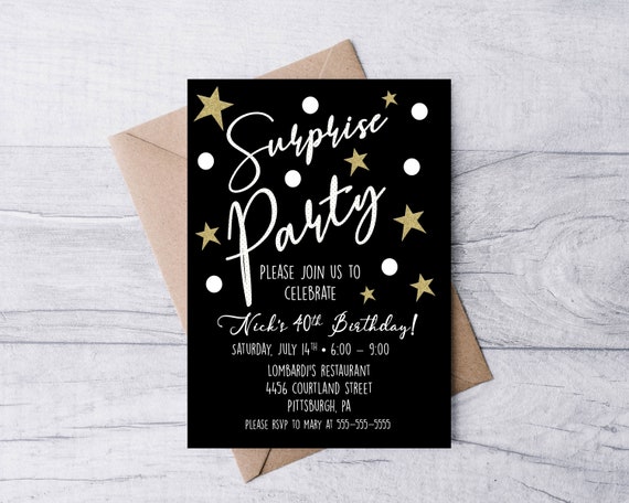 Surprise Party Invitation Printable Invitation Simple - Etsy