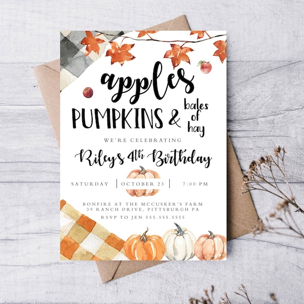 Fall Theme Birthday Invitation - Etsy Canada
