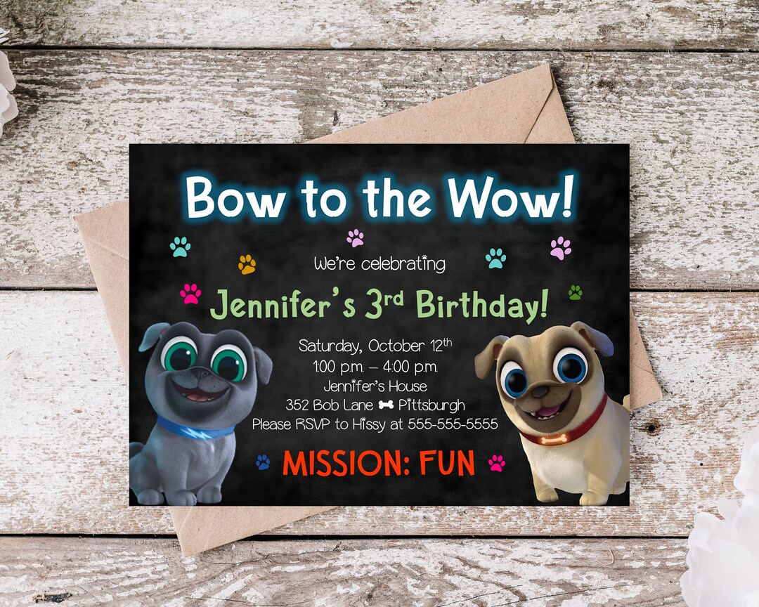 Puppy Dog Pals Birthday Invitation 5x7, Printable Invitation, Boy ...