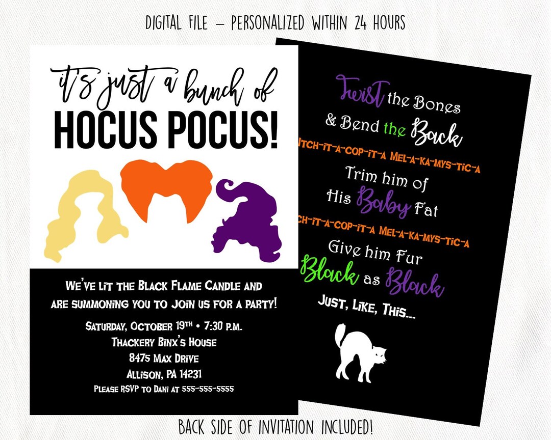 Hocus Pocus Halloween Party 5x7 Invitation, Printable Invitation, Fun ...