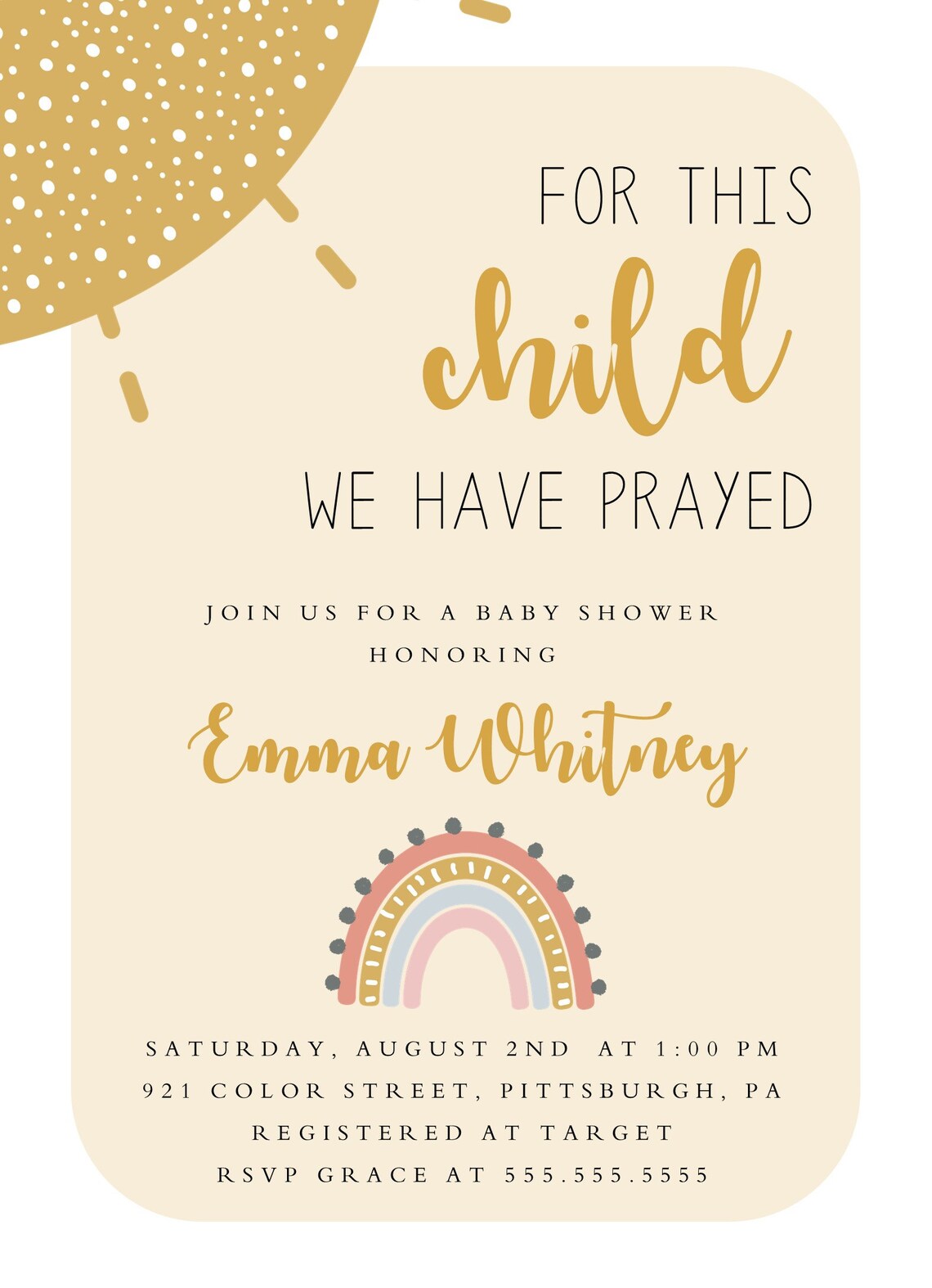 Christian Baby Shower 5x7 Invitation, Couples Shower, Beautiful ...