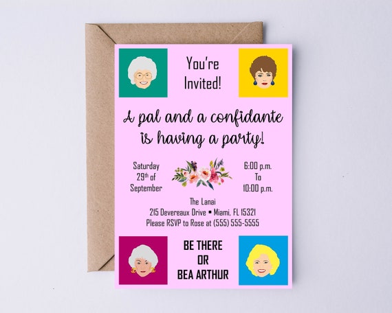Golden Girls Party Invitation digital File - Etsy