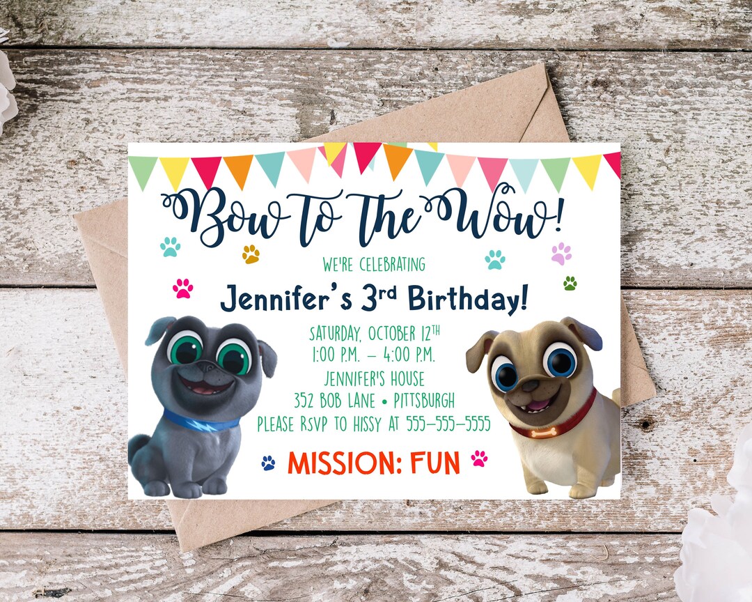 Puppy Dog Pals Birthday Invitation 5x7, Printable Invitation, Boy ...