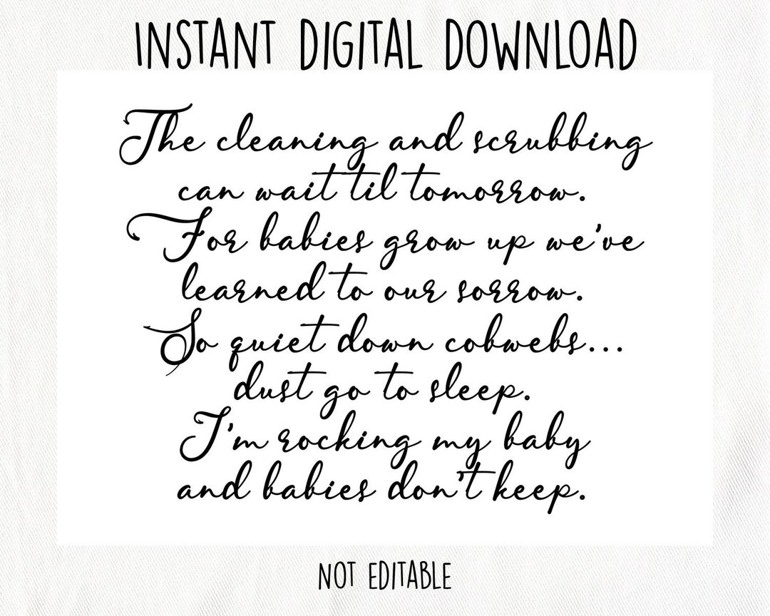 Cleaning and Scrubbing Can Wait Poem (instant Digital Download) - Etsy