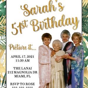 Golden Girls Party Invitation 5x7, Printable Invitation, Funny ...