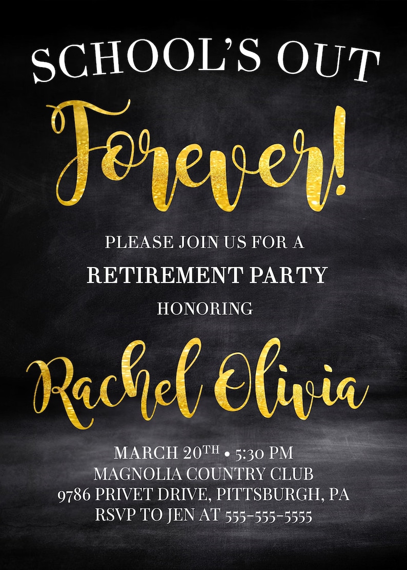 Teacher Retirement Party Invitation, Printable Invitation, Principal ...