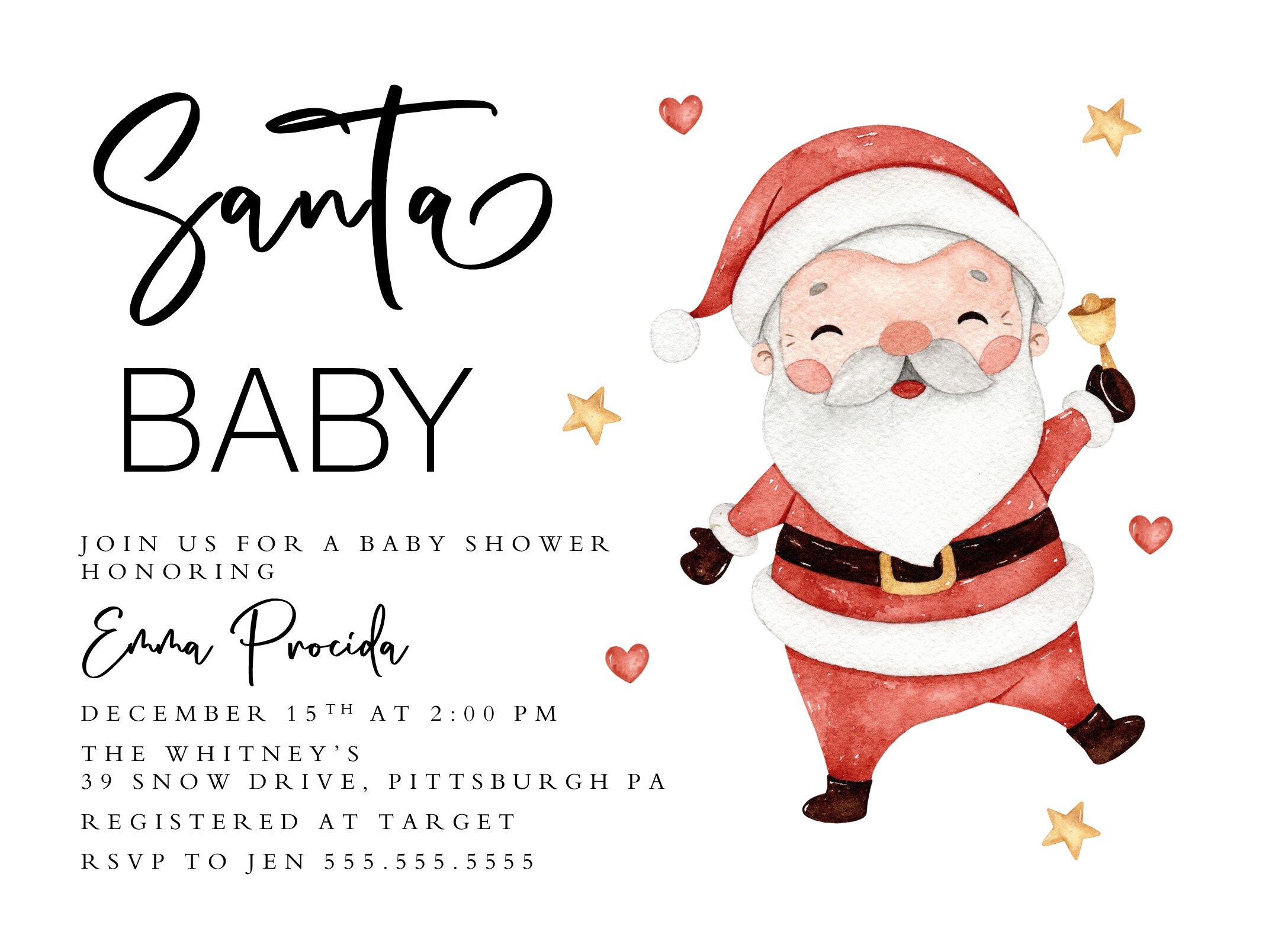 Santa Baby Shower Invitation, Printable Invitation, Holiday Baby Shower ...