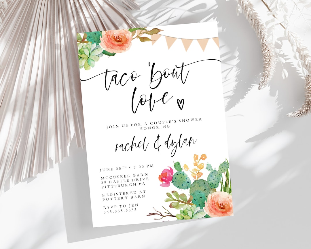 Taco Bout Love Couples Shower 5x7 Invitation, Printable Invitation ...