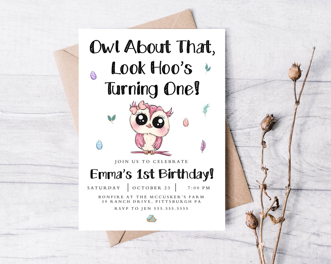 Owl Birthday Party Invitation, Printable Invitation, Owl About That ...