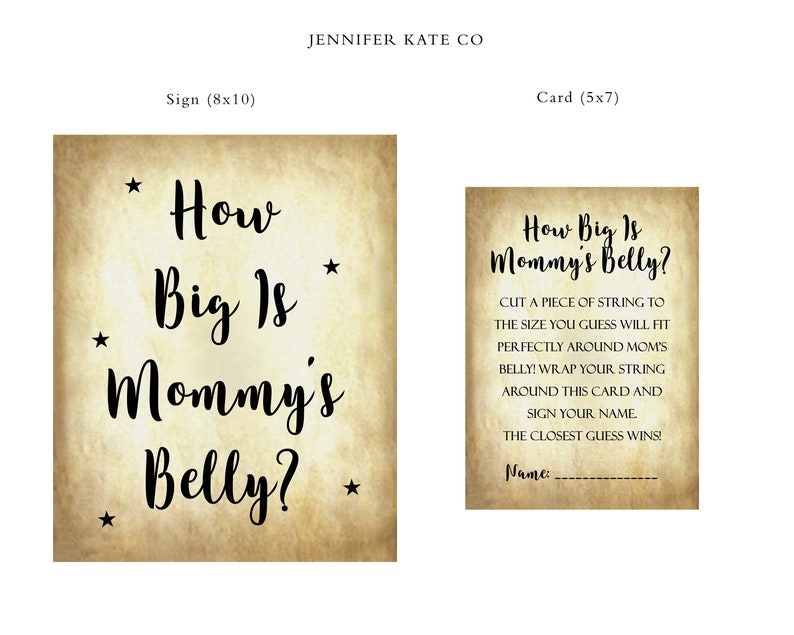 How Big is Mommy's Belly Game (instant Digital Download), Printable ...