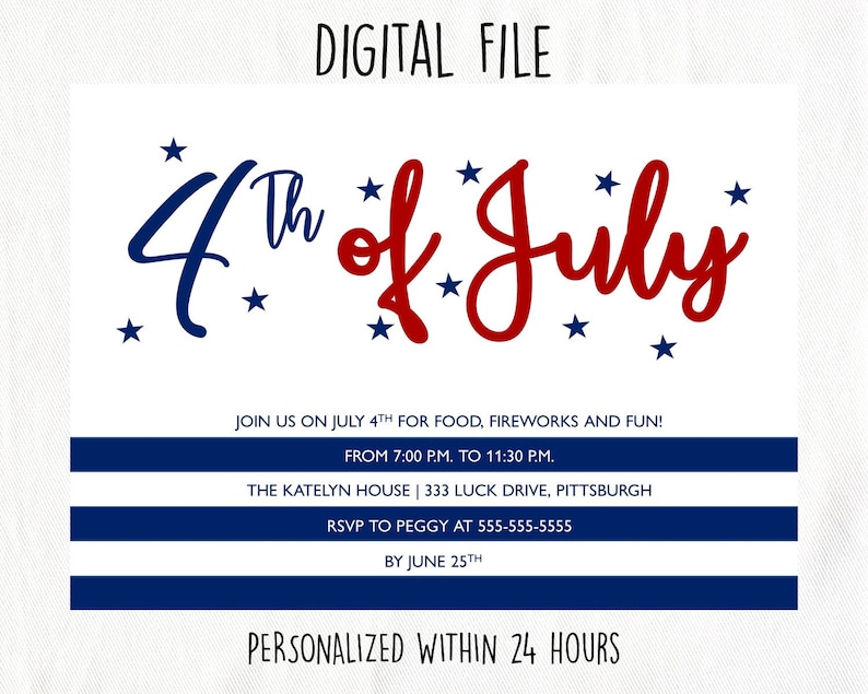 Fourth of July Party Invitation | Etsy