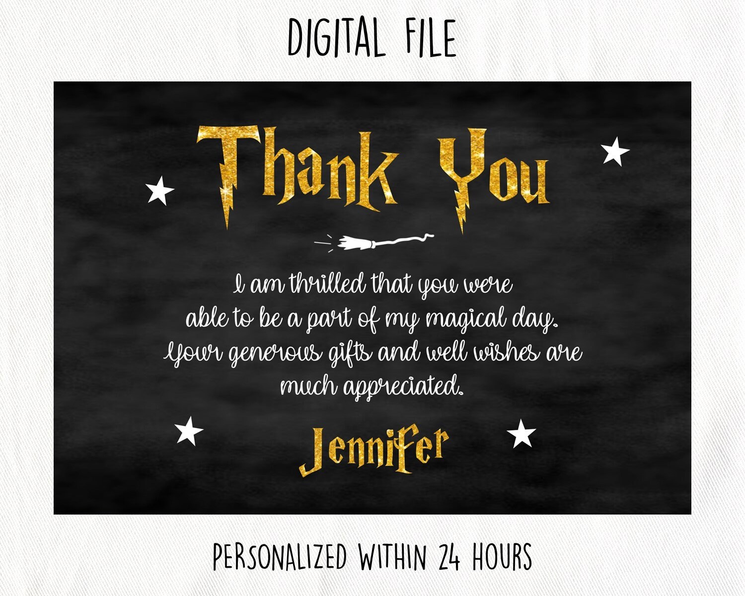 Wizard Thank You Card 4x6 Archivo Digital | Etsy