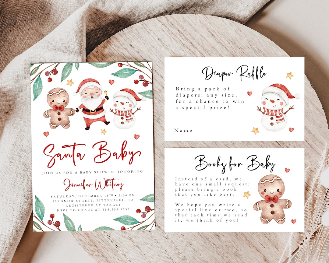 Santa Baby Shower Invitation, Printable Invitation, Holiday Baby Shower ...