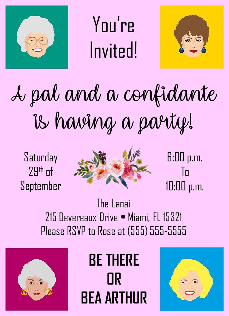 Golden Girls Party Invitation digital File - Etsy