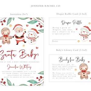Santa Baby Shower Invitation, Printable Invitation, Holiday Baby Shower ...